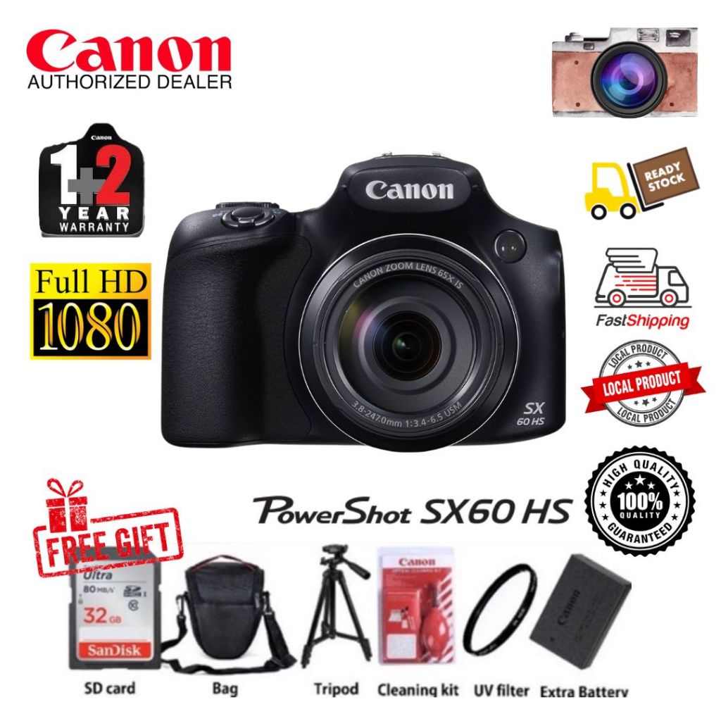 Canon Powershot SX60 HS WIFI Original 65X Full Hd Zoom Vintage CCD (3 ...