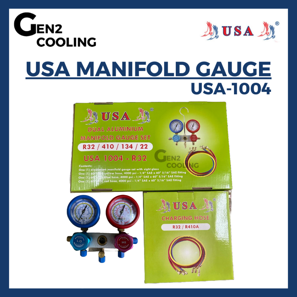 USA Dual Manifold Gauge - USA-1004 - R32/R410A/R134A/R22 | Shopee Malaysia