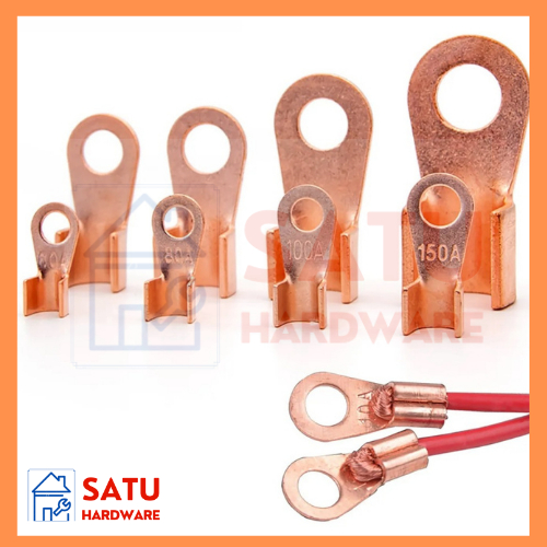 Round Copper OT Cable Lug Wire Connector Full Range 10A~100A Terminal ...