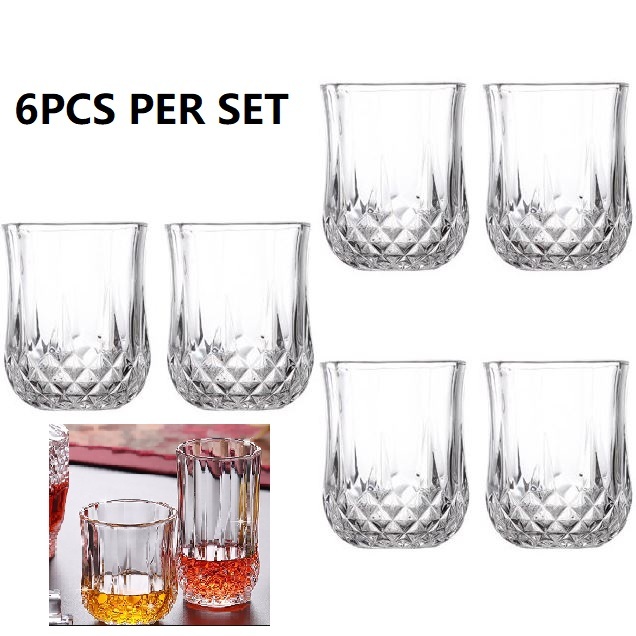 (SET OF 6) KACA Crystal Clear Drinking Glass Glass Cup Diamond Gelas ...