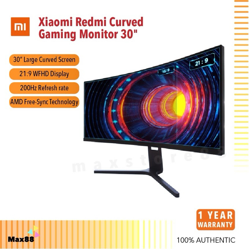 Xiaomi Mi Curved Gaming Monitor 34" 180Hz High Refresh Rate 1500R Golden Curvature WQHD 21:9 ...