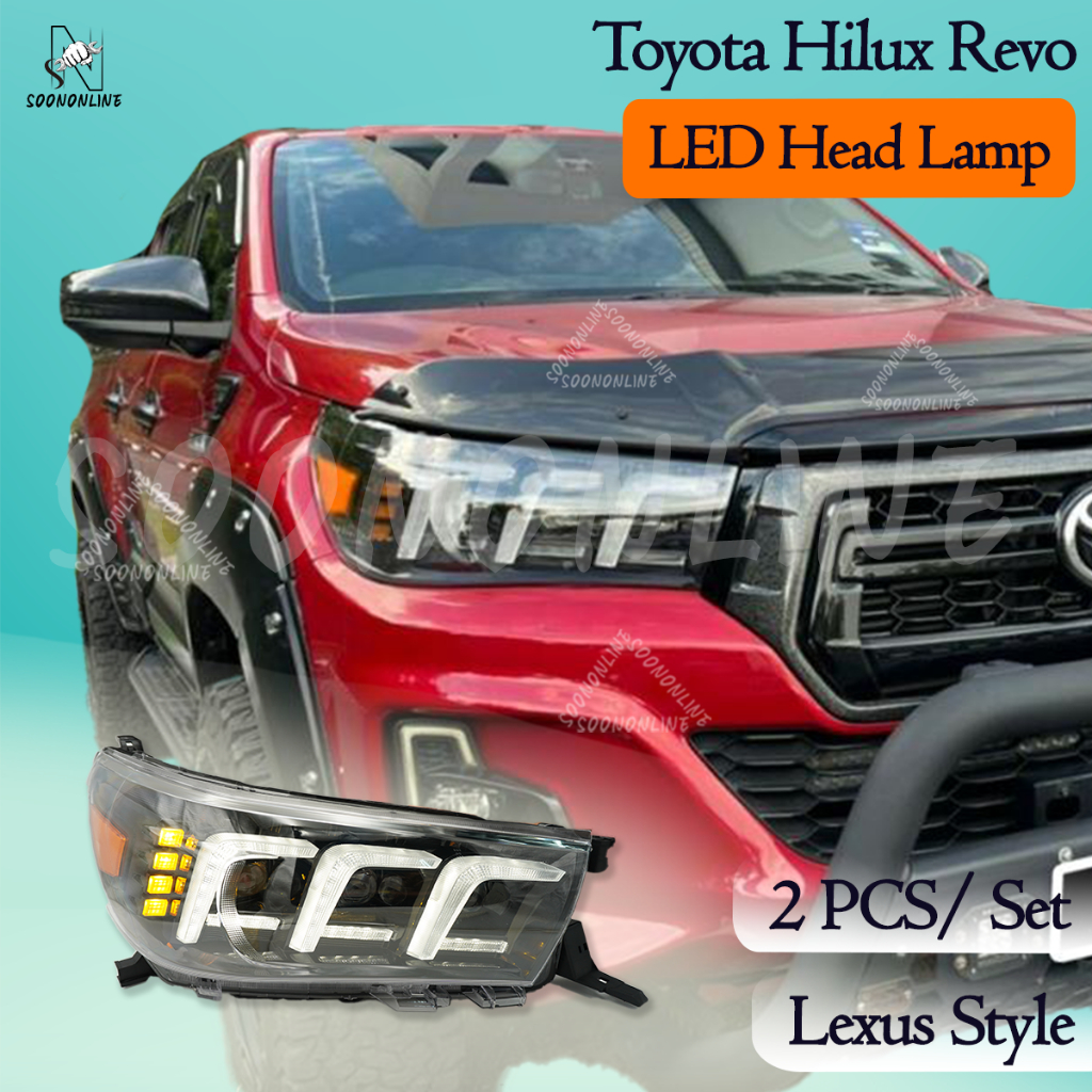 Toyota Hilux Revo Head Lamp Lexus Style 3pc Projector Head Lamp Lampu ...