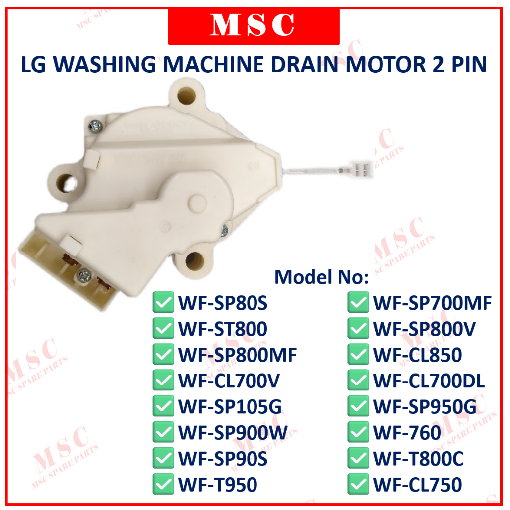 LG WF-T800C WF-T950 WF-CL750 WASHING MACHINE DRAIN MOTOR 2 PIN MOTOR PENARIK AIR KELUAR MESIN ...