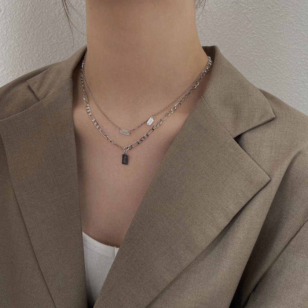 【READYSTOCK】2in1 necklace women necklace korean simple choker accessories elegant shiny necklace ...