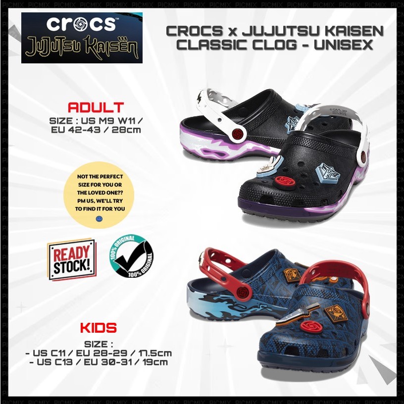 ORIGINAL CROCS Unisex - Adult & Kids Jujutsu Classic Kaisen, Size US M9 ...