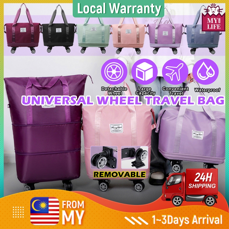 Large Capacity Roller Travel Bag Portable Double Layer Handbag ...