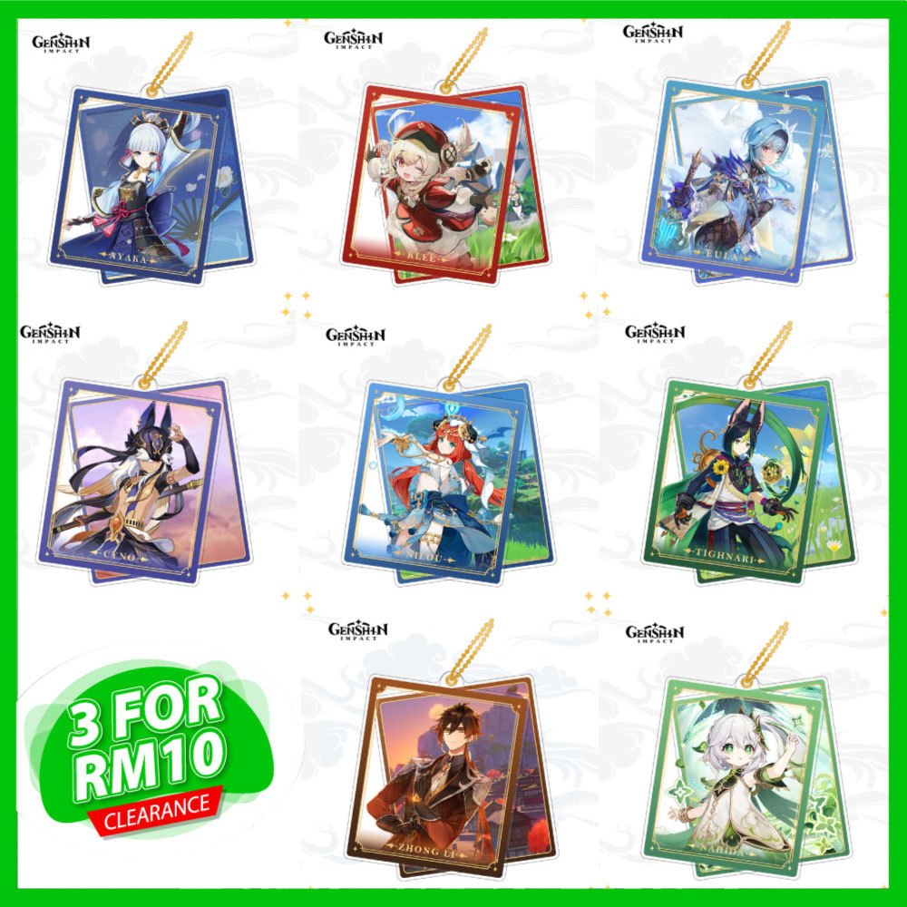 Genshin Impact Double Layer Acrylic Keychain Charm Pendant 原神 动漫双层亚克力挂件 ...