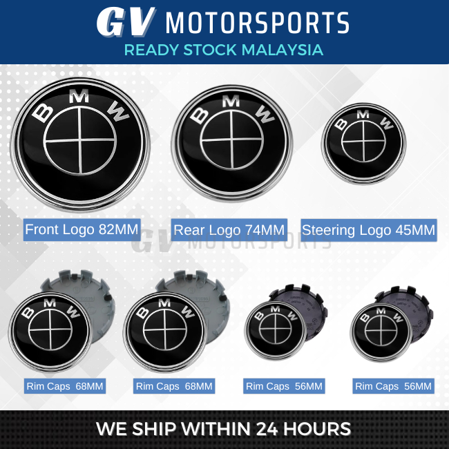 READY STOCK BMW Full Black Edition Logo Emblem Rim Cap Cover For X1 X3 ...