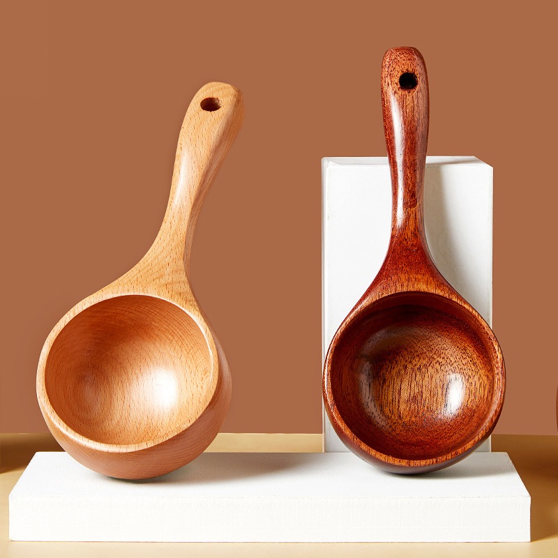 Wooden Water Spoon Household Solid Wood Ladle Wooden Handle sudip kayu ...