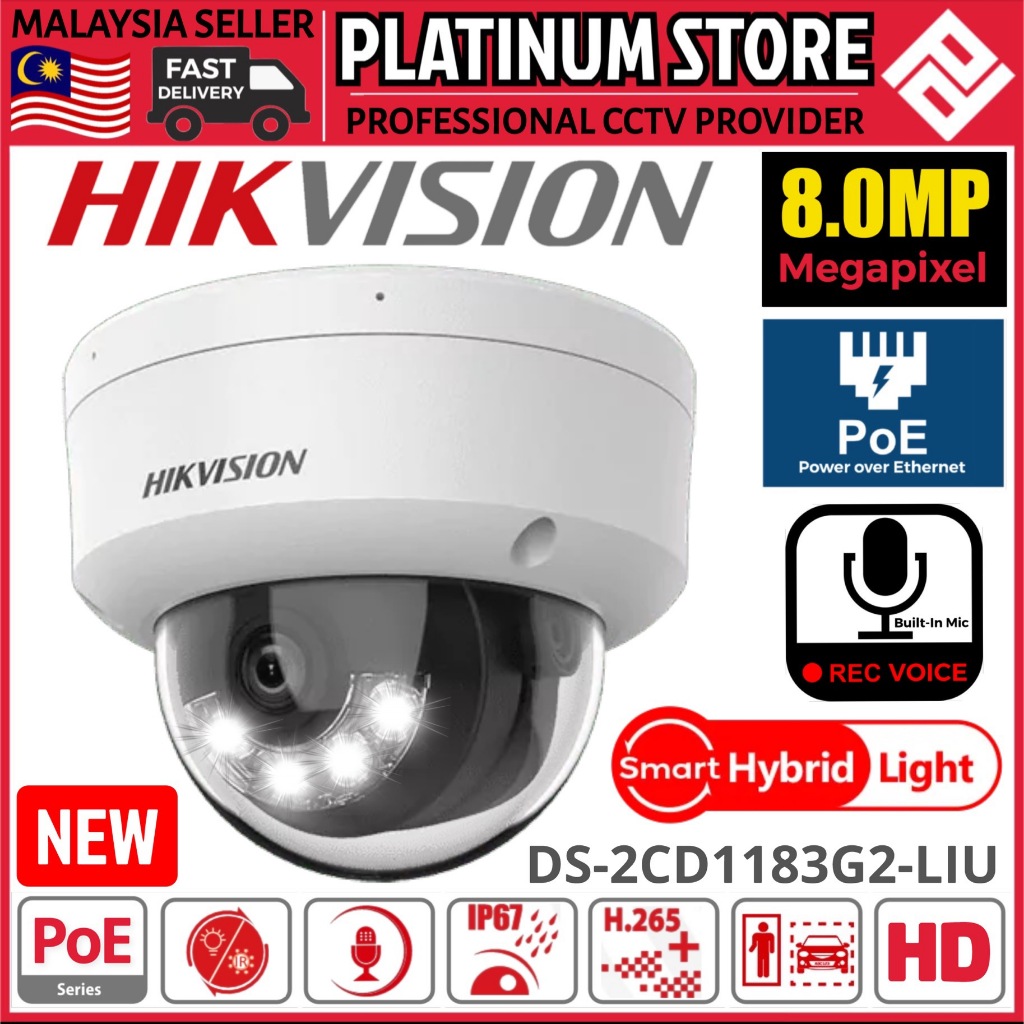 HIK HIKVISION DS-2CD1183G2-LIU 8.0MP POE IP Network CCTV Camera 8MP ...