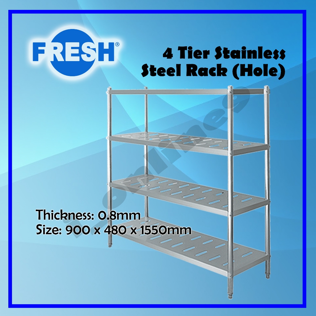 Fresh 4 Tier Stainless Steel Kitchen Rack With Hole | Shopee Malaysia