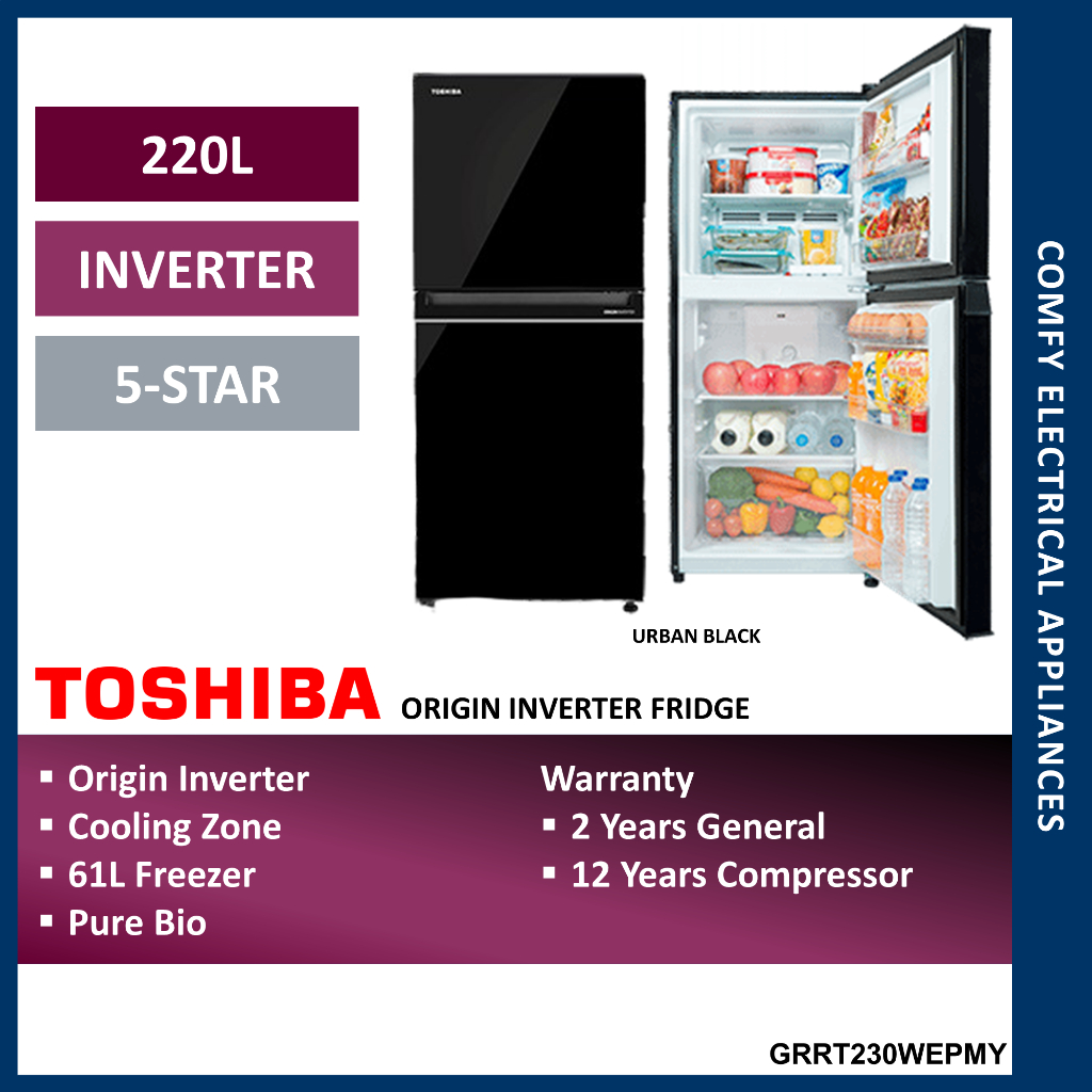 Toshiba 220L 2 Door Inverter Refrigerator Peti Ais Peti Sejuk Toshiba ...
