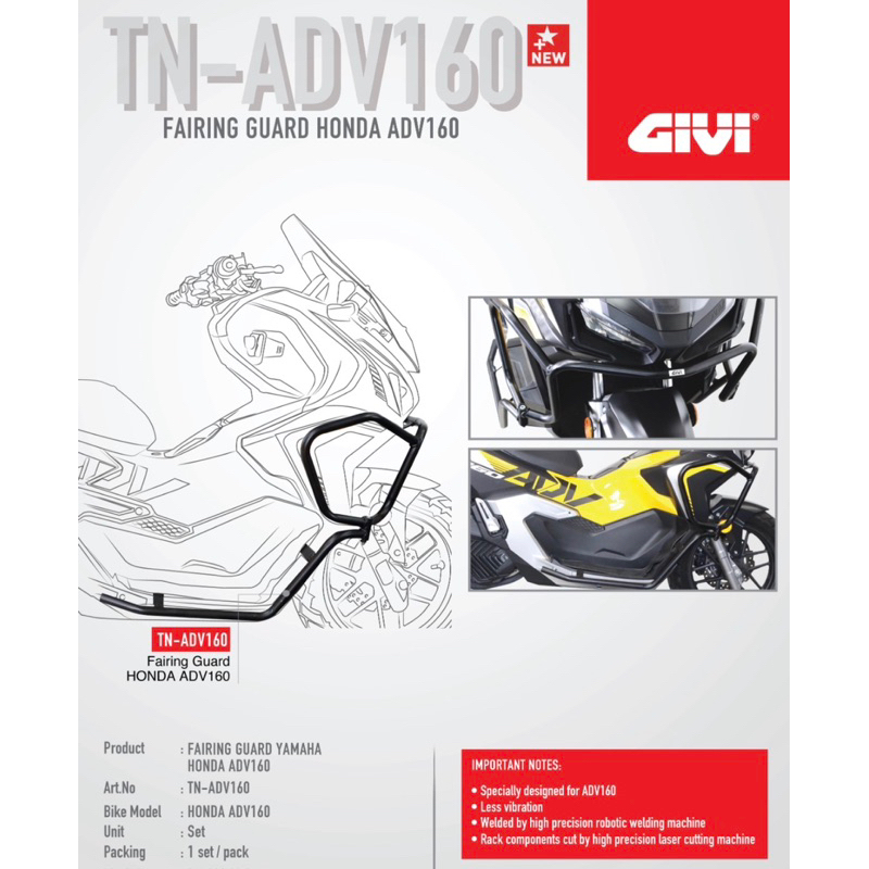 GIVI HONDA ADV160 ADV 160 FAIRING GUARD BODY GUARD Frame Chasis Guard ...