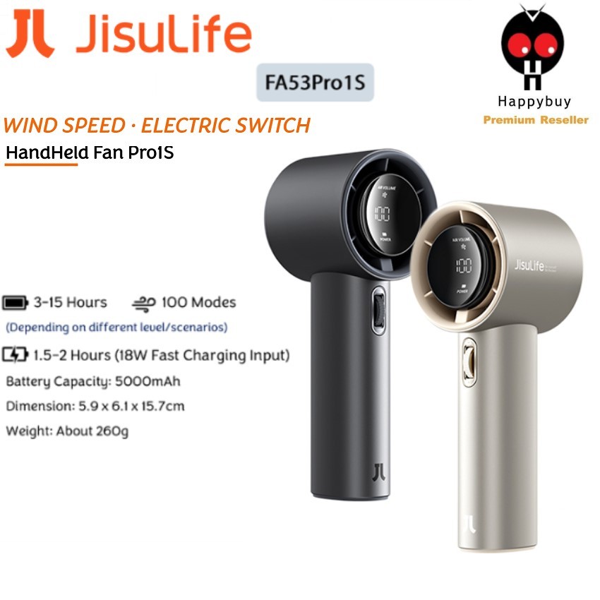 JISULIFE Handheld Fan Pro1S Pro1 Portable Bladeless Rechargeable 100 ...