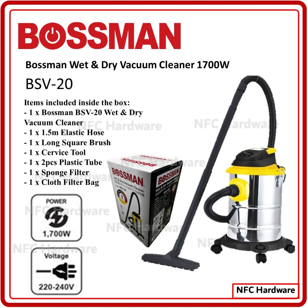 Bossman BSV-20 Wet & Dry Vacuum Cleaner 1700W | Shopee Malaysia