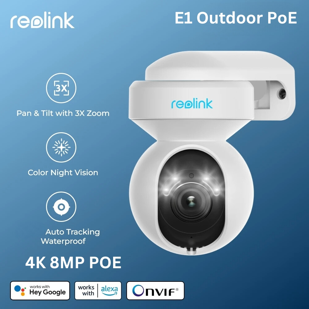 REOLINK E1 Outdoor PoE 4K PTZ Security Indoor Outdoor System 3X Optical ...