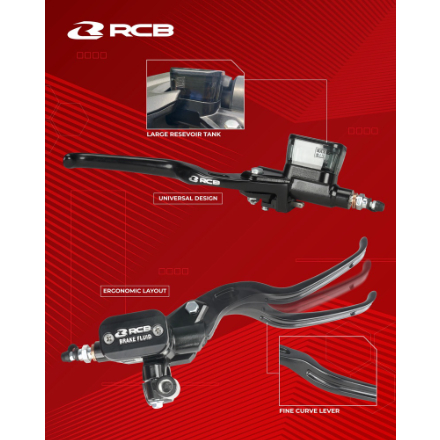 RCB 14MM BRAKE MASTER PUMP E3 SERIES SILVER BLACK RIGHT HAND 12.70MM ...