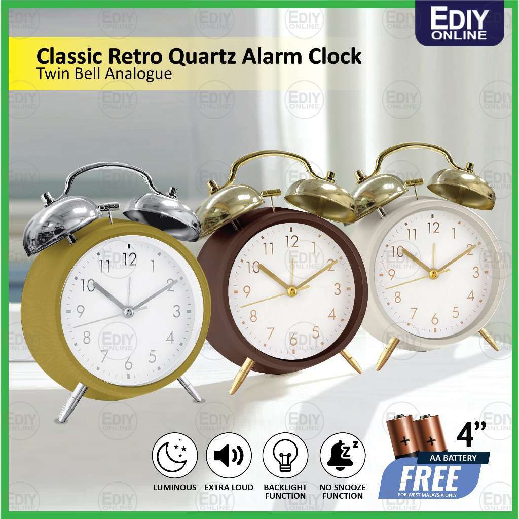 Classic Retro Quartz Alarm Clock Loud Sound Analogue Backlight Desk ...