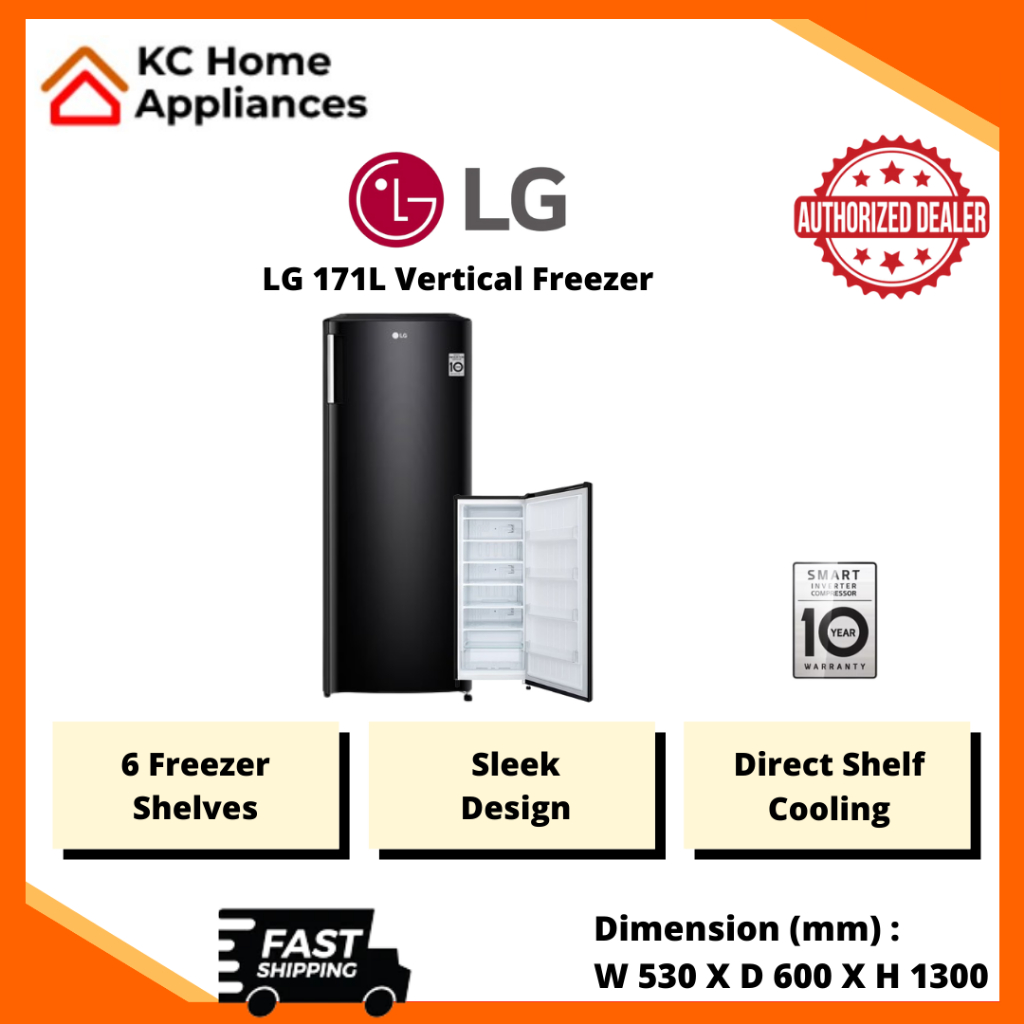 LG 171L Vertical Freezer | 6 Freezer Shelves | 4 Door Basket | Direct ...