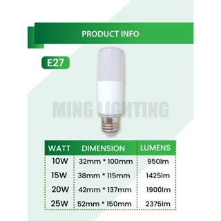 LED PLC E27 Stick Round A Bulb 5W 10W 15W 20W 25W Energy Saving Mentol Lampu Meja Siling Ceiling ...