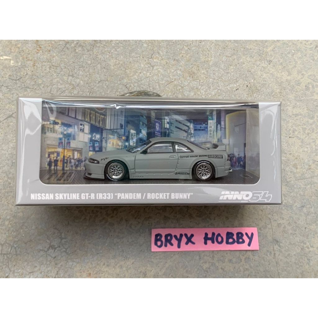 Inno Nissan Skyline GT-R (R33) "Pandem / Rocket Bunny" #IN64R33PCGM Cement Grey Matte (1:64 ...