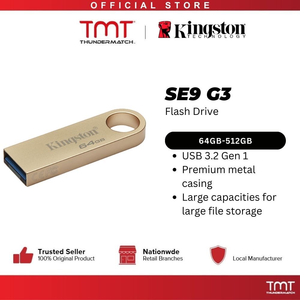 Kingston Data Traveler SE9 G3 USB 3.2 Gen 1 Flash Drive (64GB/128GB/256GB) | Shopee Malaysia