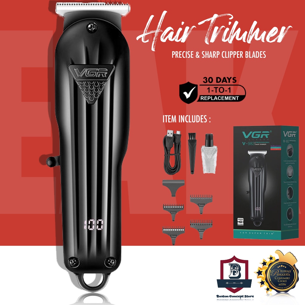 VGR V-982 Zero Adjustable Professional Rechargeable Hair Trimmer Metal Hair Trimmer Mesin ...