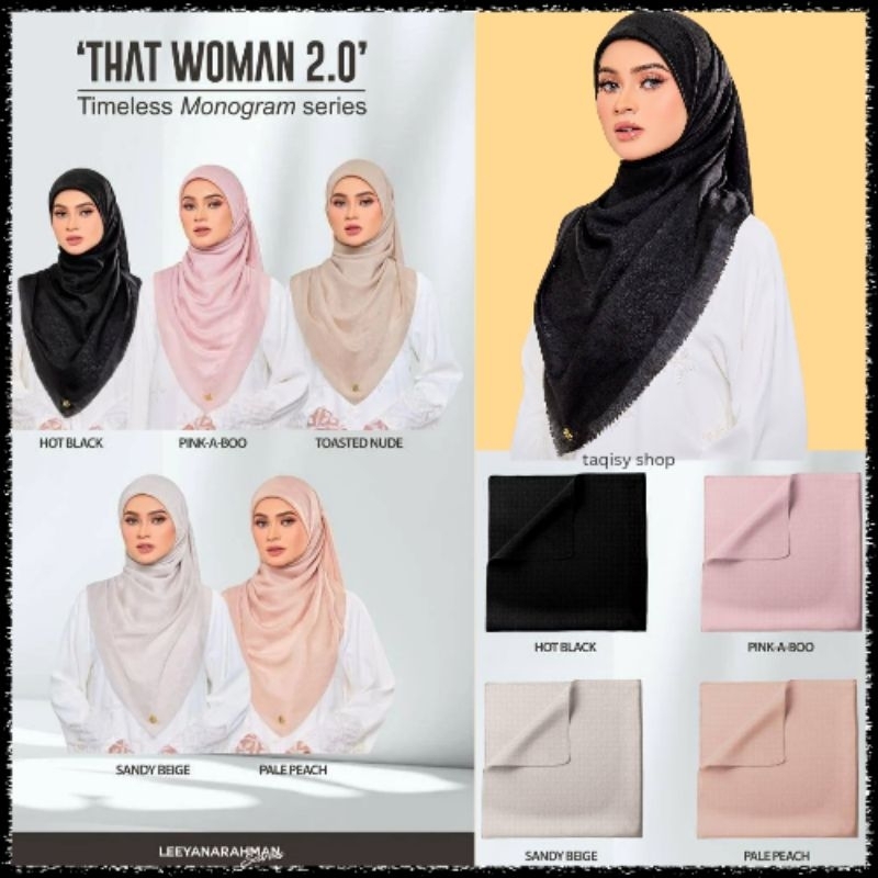 LeeyanaRahman Tudung Bawal Hitam Scarves Timeless Monogram Series + 🎁 ...