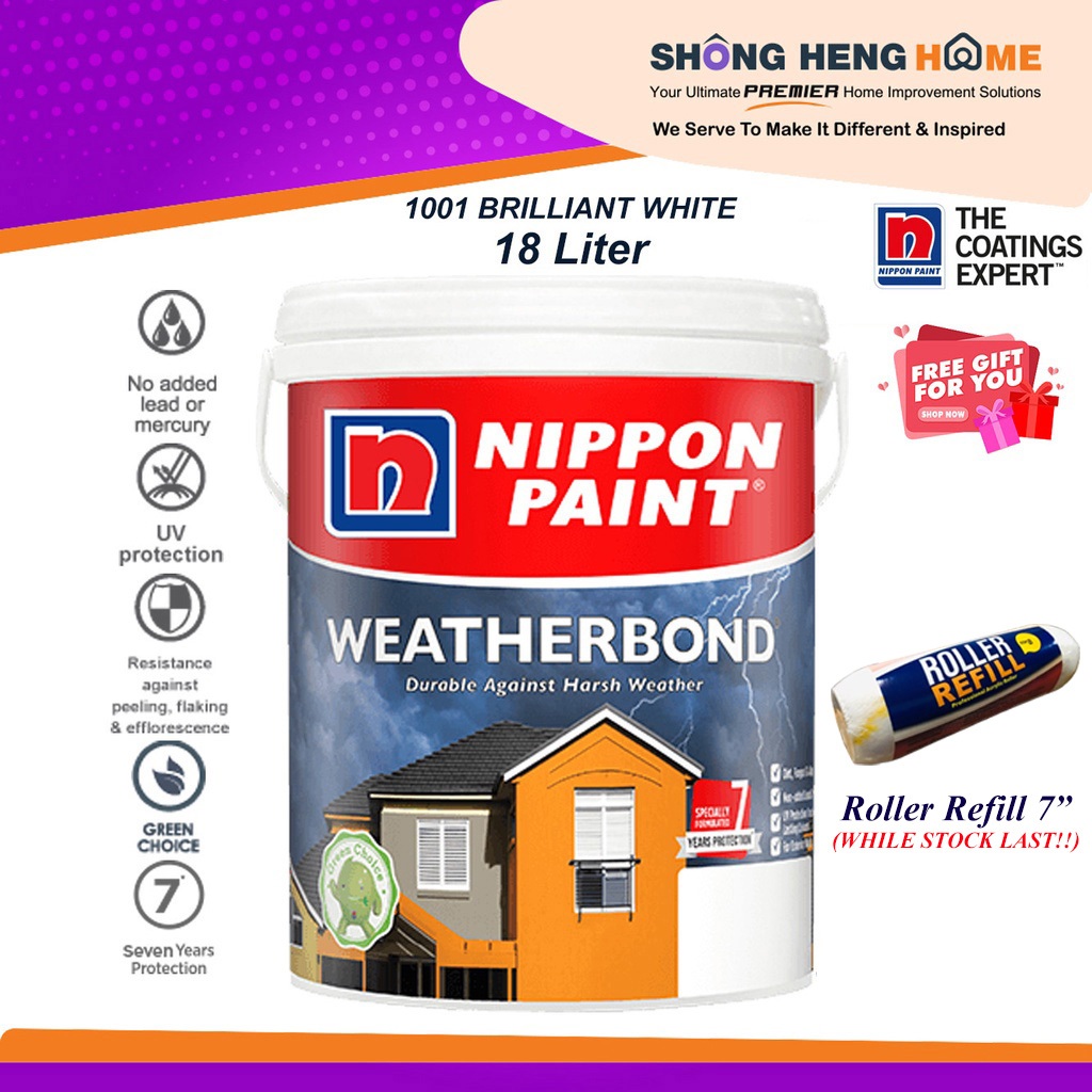 [FREE SHIPPING] 18L Nippon Paint Weatherbond (WB) Exterior Walls - 1001 ...