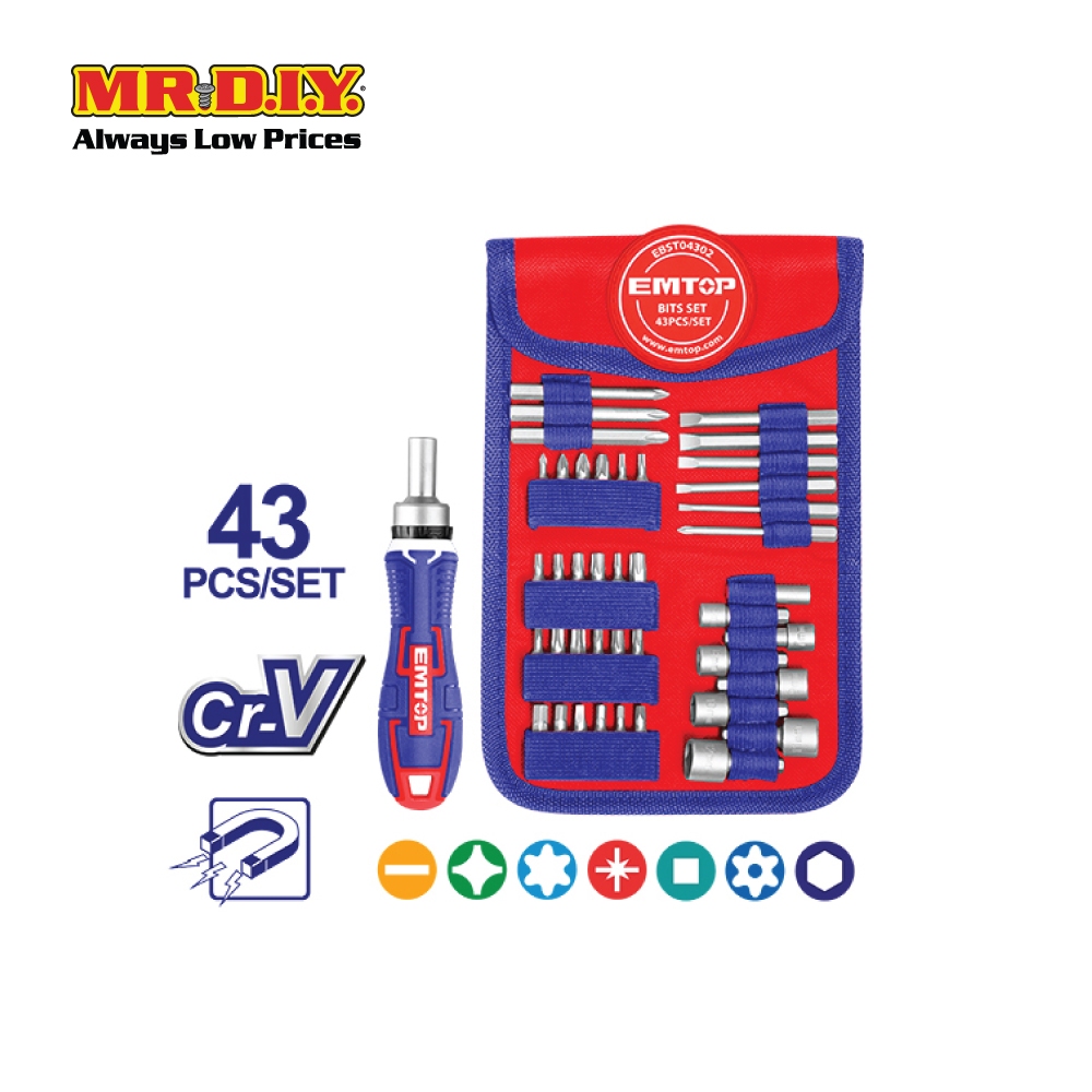 EMTOP 43 pcs Screwdriver Bit Set EBST04302 | Shopee Malaysia