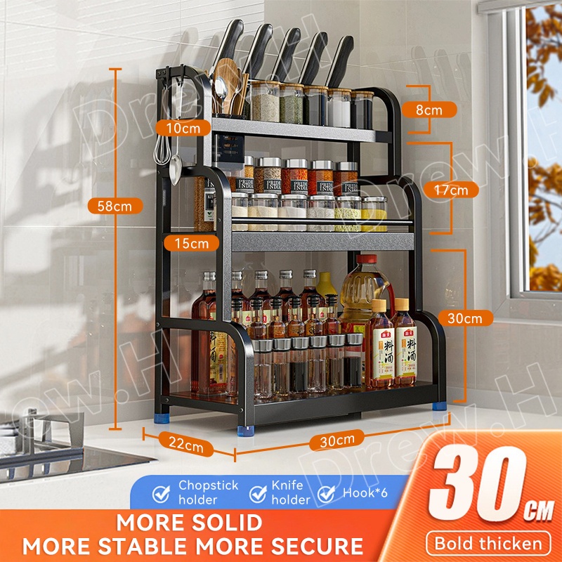 Kitchen Spice Rack Kitchen Rak Dapur Rak Rempah Stainless Steel ...