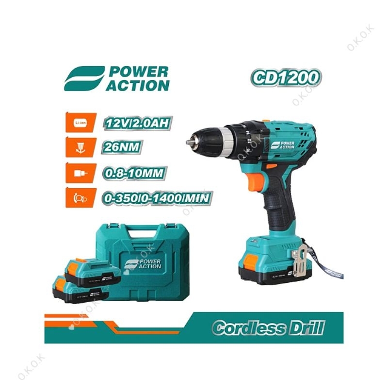 Power Action CD1200 (12V) Cordless Drill | Shopee Malaysia