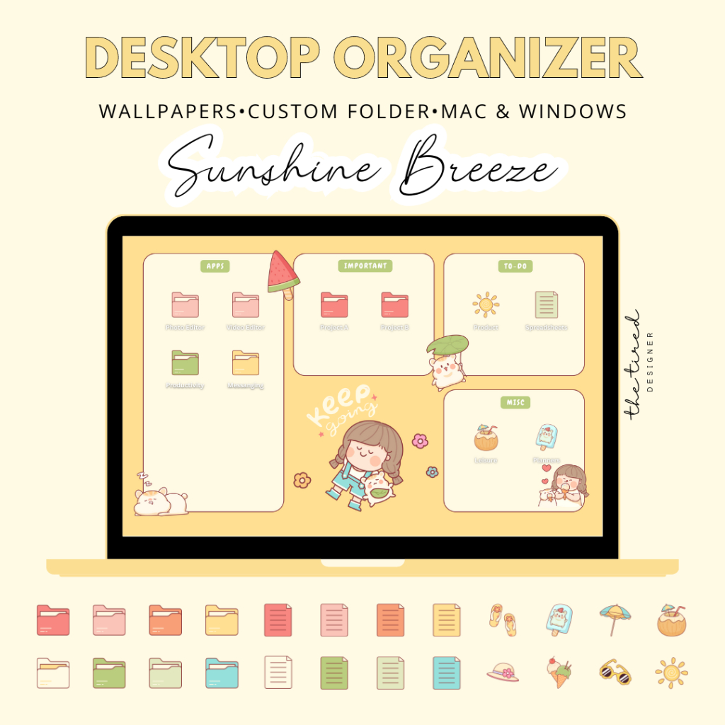 Sunshine Breeze Desktop Organizer Wallpaper Folder Icons Aesthetic ...
