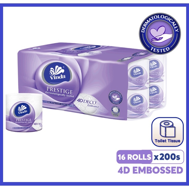 Vinda Prestige 4D Deco Embossed Toilet Tissue (16 rolls x 200s ...