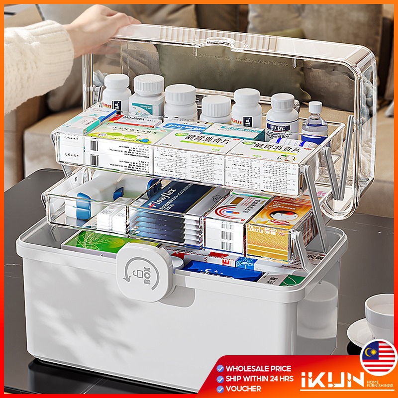 IKun Large Capacity Medical Storage Box Multi-layer Household First Aid ...