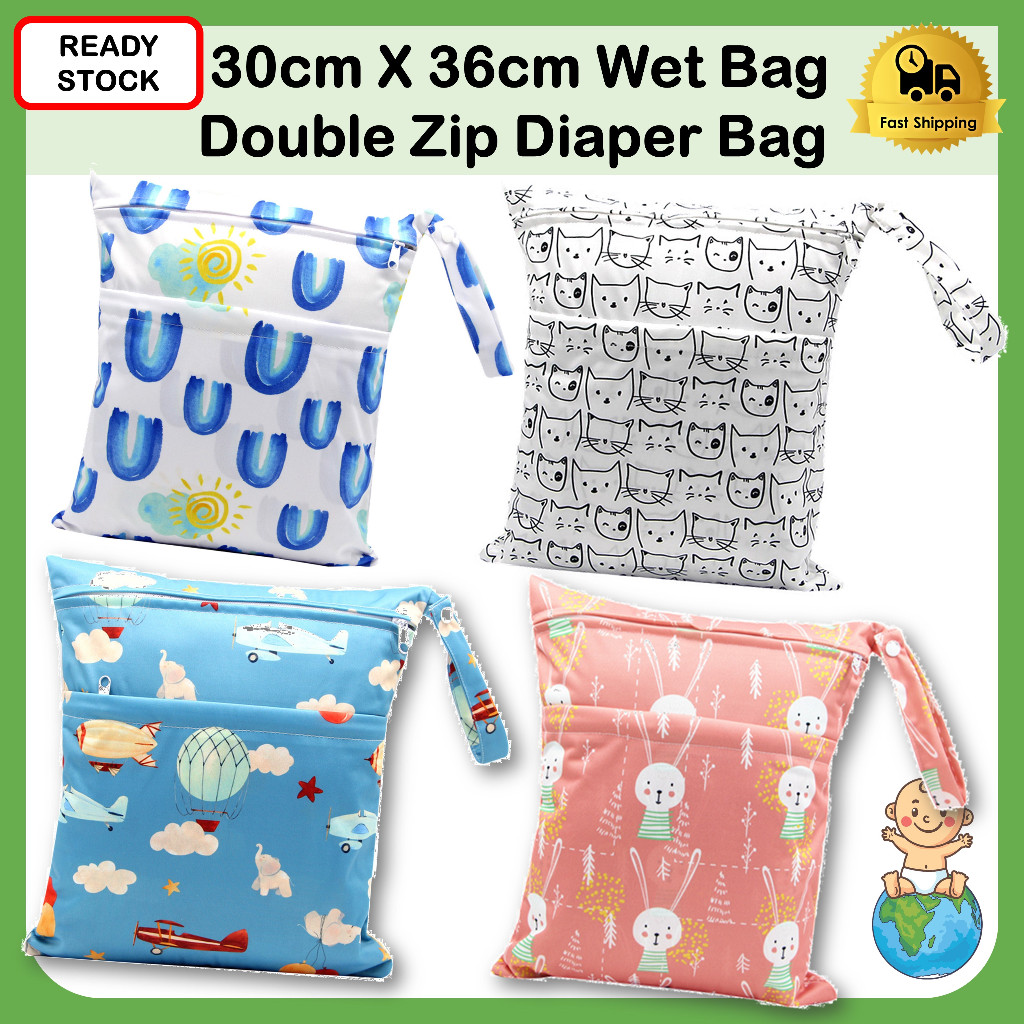 Large Wet Bag Waterproof Baby Diaper Bag Waterproof Double Zip Wet Bag ...