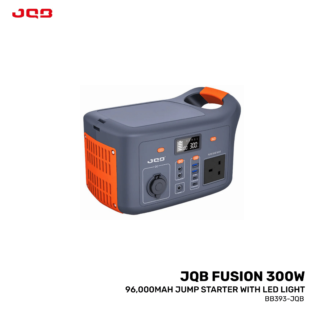 JQB FUSION 300W POWER STATION WITH LED LIGHT - 307.2WH / 96000MAH / 2 ...