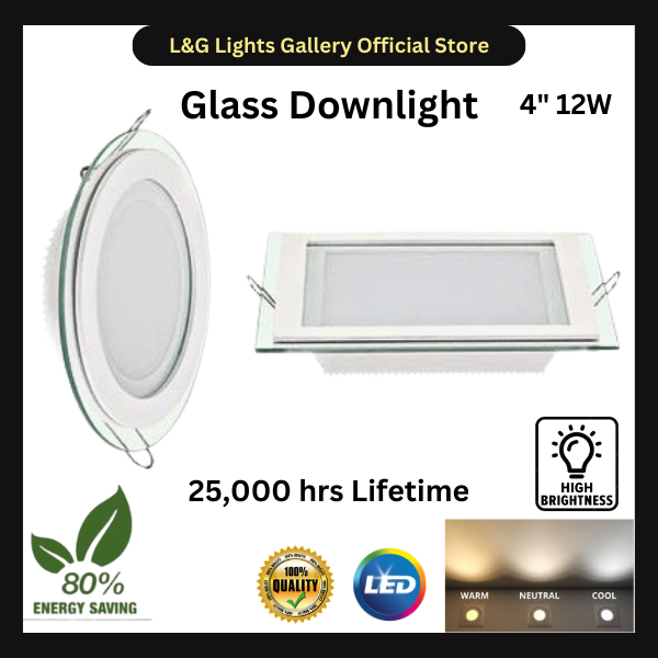 lglights Glass frame cover LED Downlight 12W 4 inch Round/Square ...