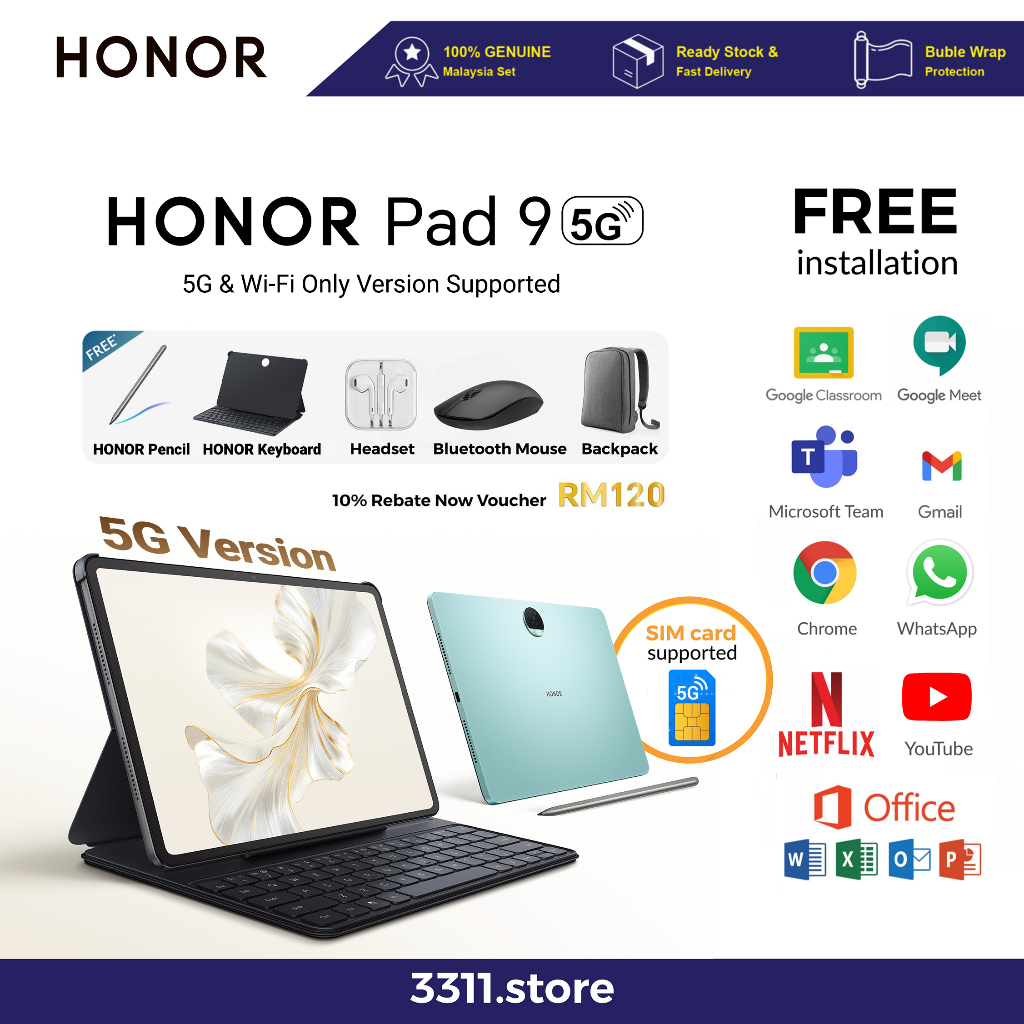 HONOR Pad X9a LTE (8+8)GB RAM 256GB ROM | suitable for office study ...