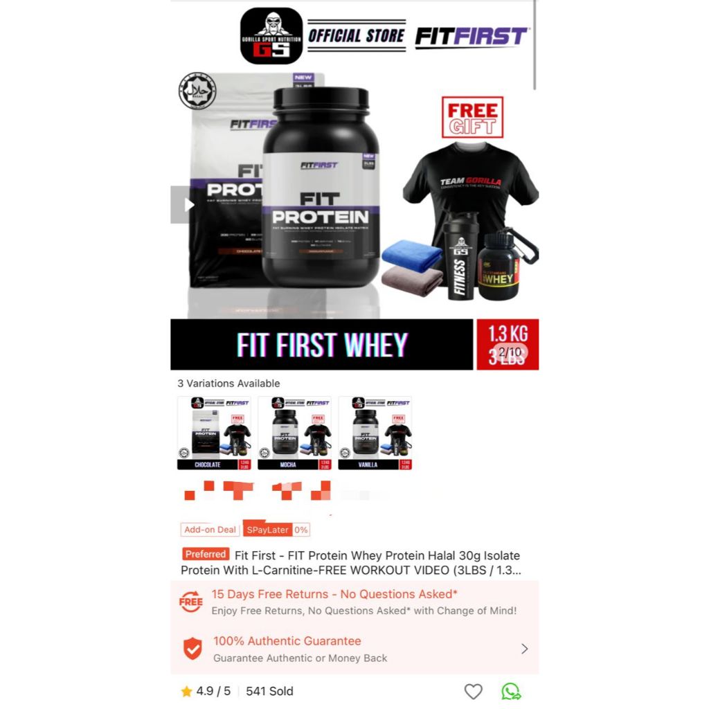 Fit First -FIT Protein Whey Protein Halal Isolate Protein With L ...