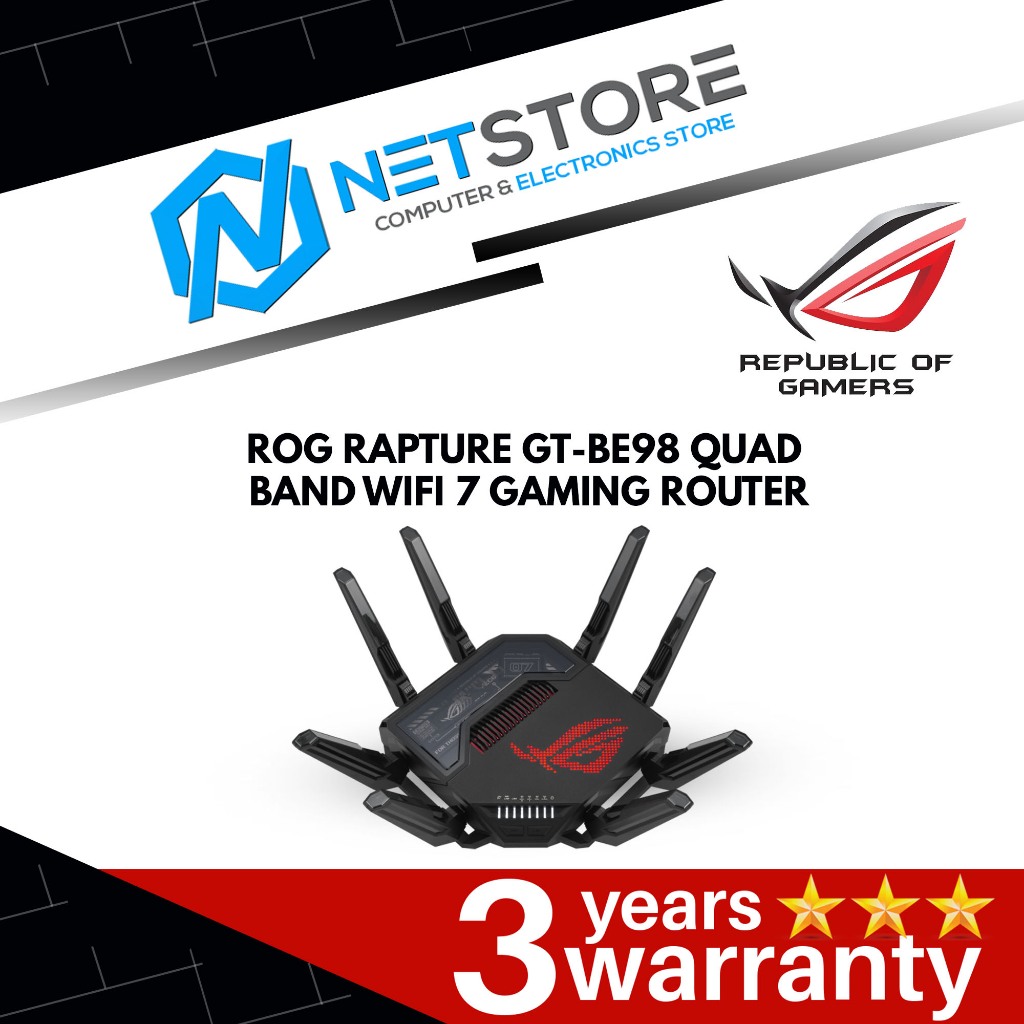 ASUS ROG RAPTURE GT-BE98 QUAD BAND WIFI 7 GAMING ROUTER - GT-BE98 ...