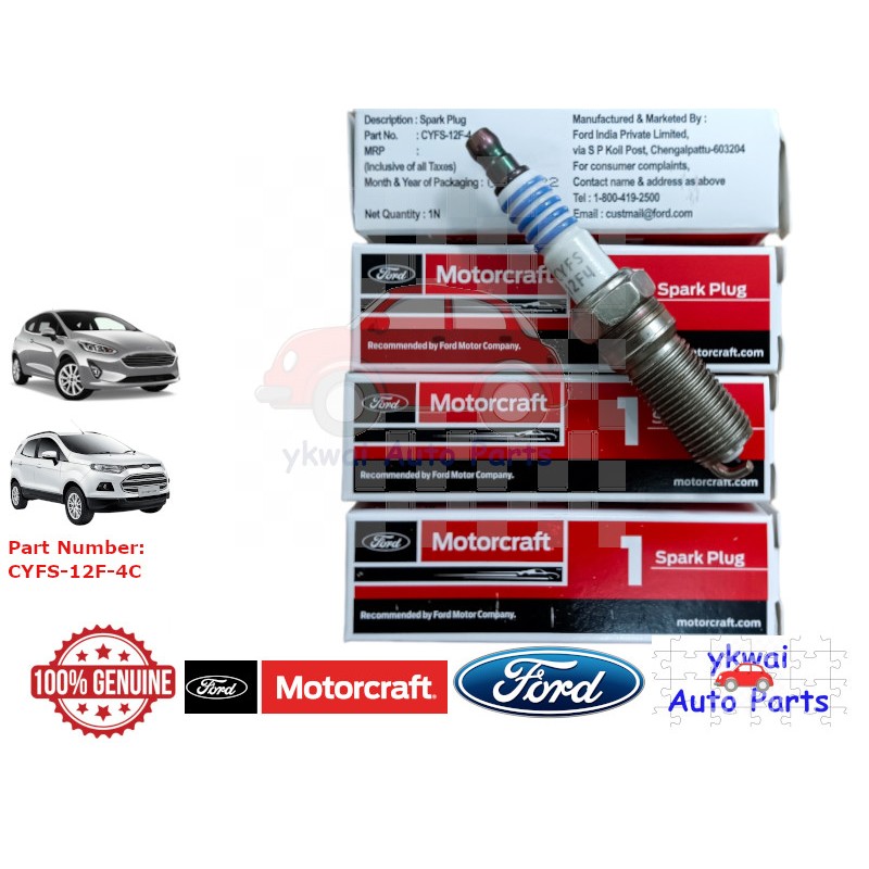 Genuine Ford Motorcraft Spark Plug for Ford Ecosport 1.5/Ford Fiesta 1.5 - CYFS-12F-4 | Shopee ...