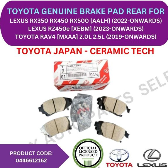 TOYOTA GENUINE DISC BRAKE PAD (REAR) FOR LEXUS RX350 RX450 RX500 [AALH ...