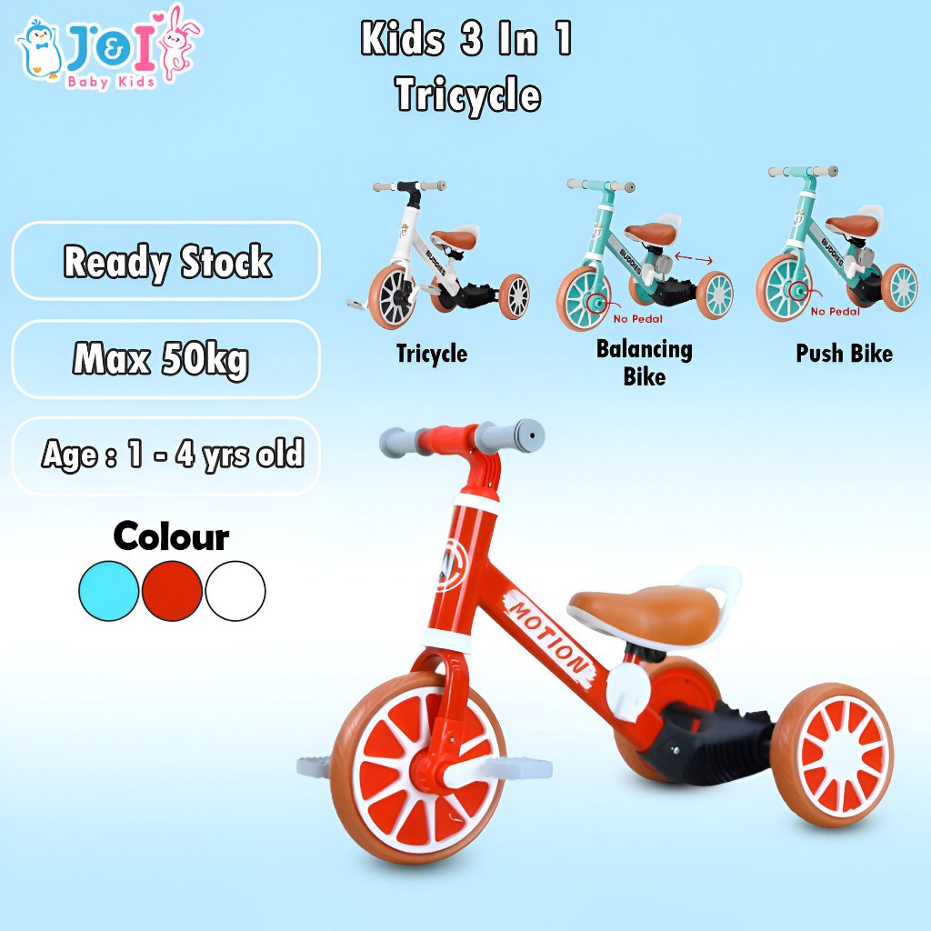 3 in1 Tricycle Kids Push Bike Balancing Bike Walker Basikal 3 roda ...