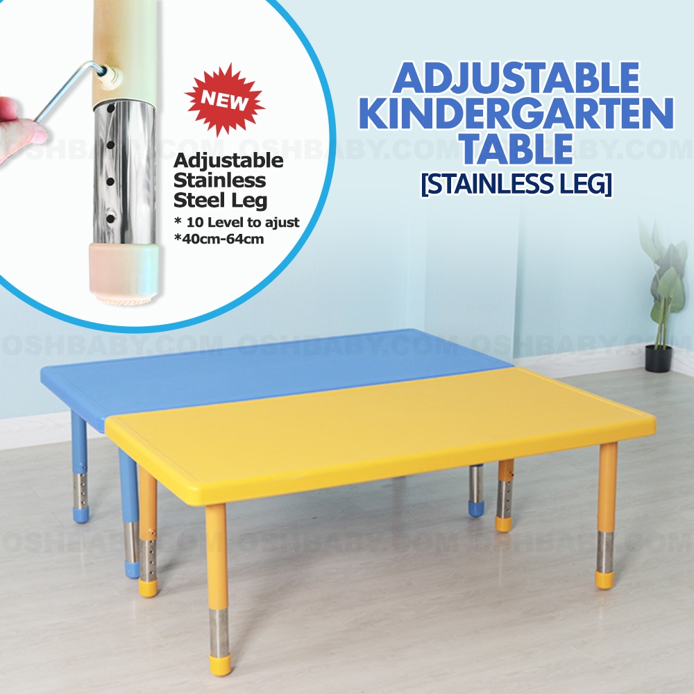 ADJUSTABLE KINDERGARTEN TABLE (Stainless Steel Leg/Plastic Leg) Kids ...