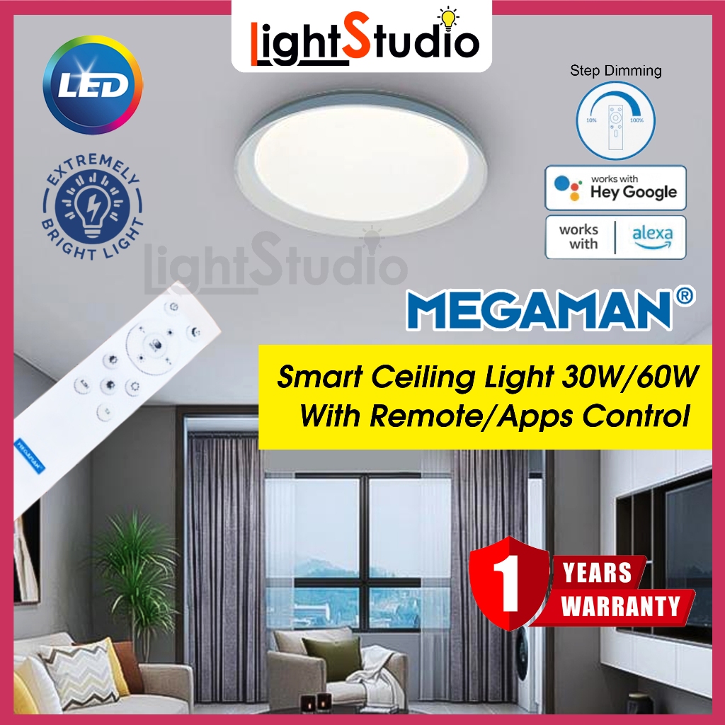Megaman Ultra Brightness Smart Ceiling Light 3 Color Dimmable (Control ...