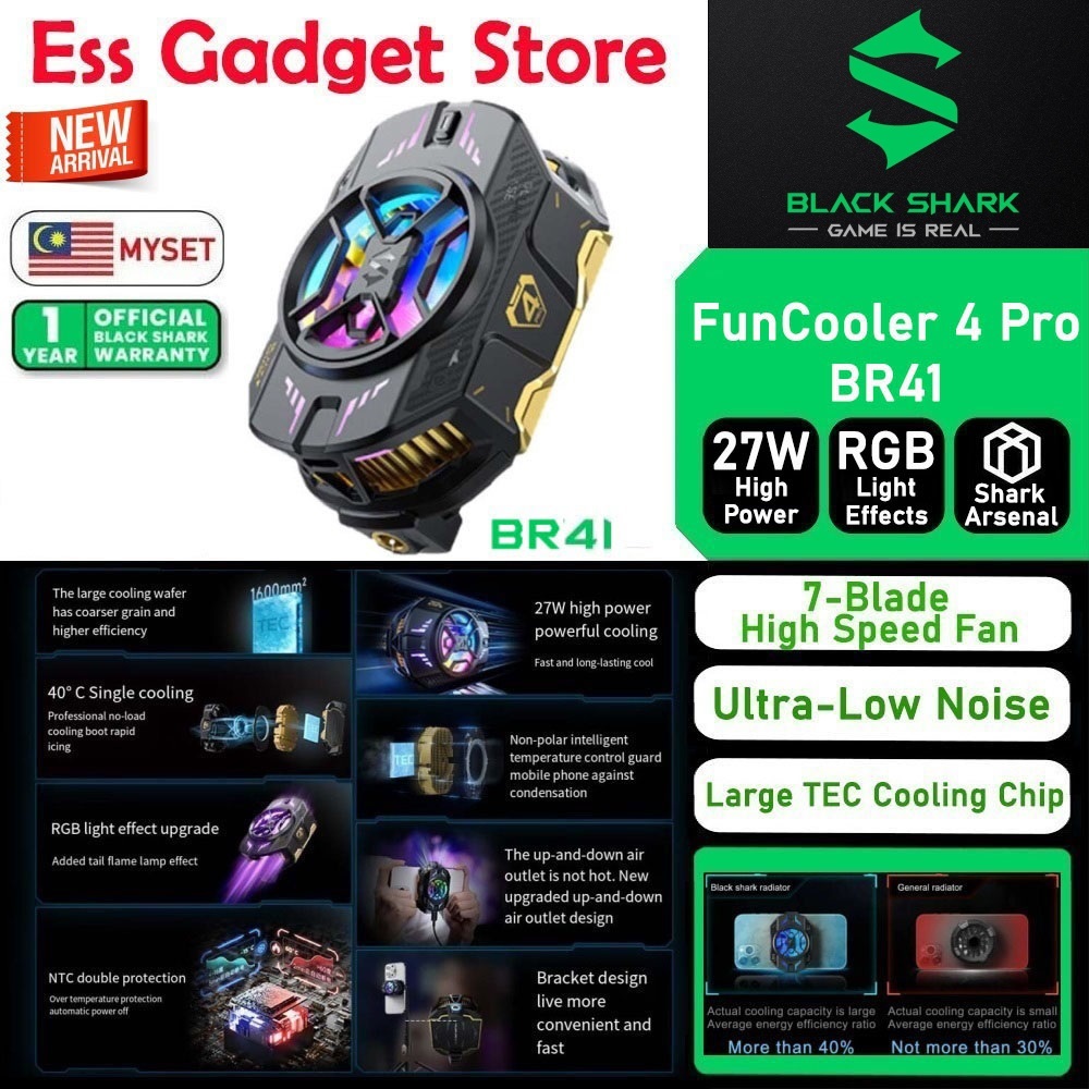 MY SET Black Shark FunCooler 4 Pro BR41 | Phone Heat Sink | RGB Light Effects | 27W Power APP ...