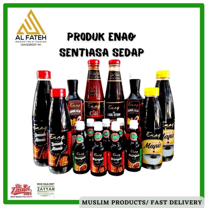 Enaq, Kicap lemak manis, kicap lemak masin, sos cili, sos lada hitam ...