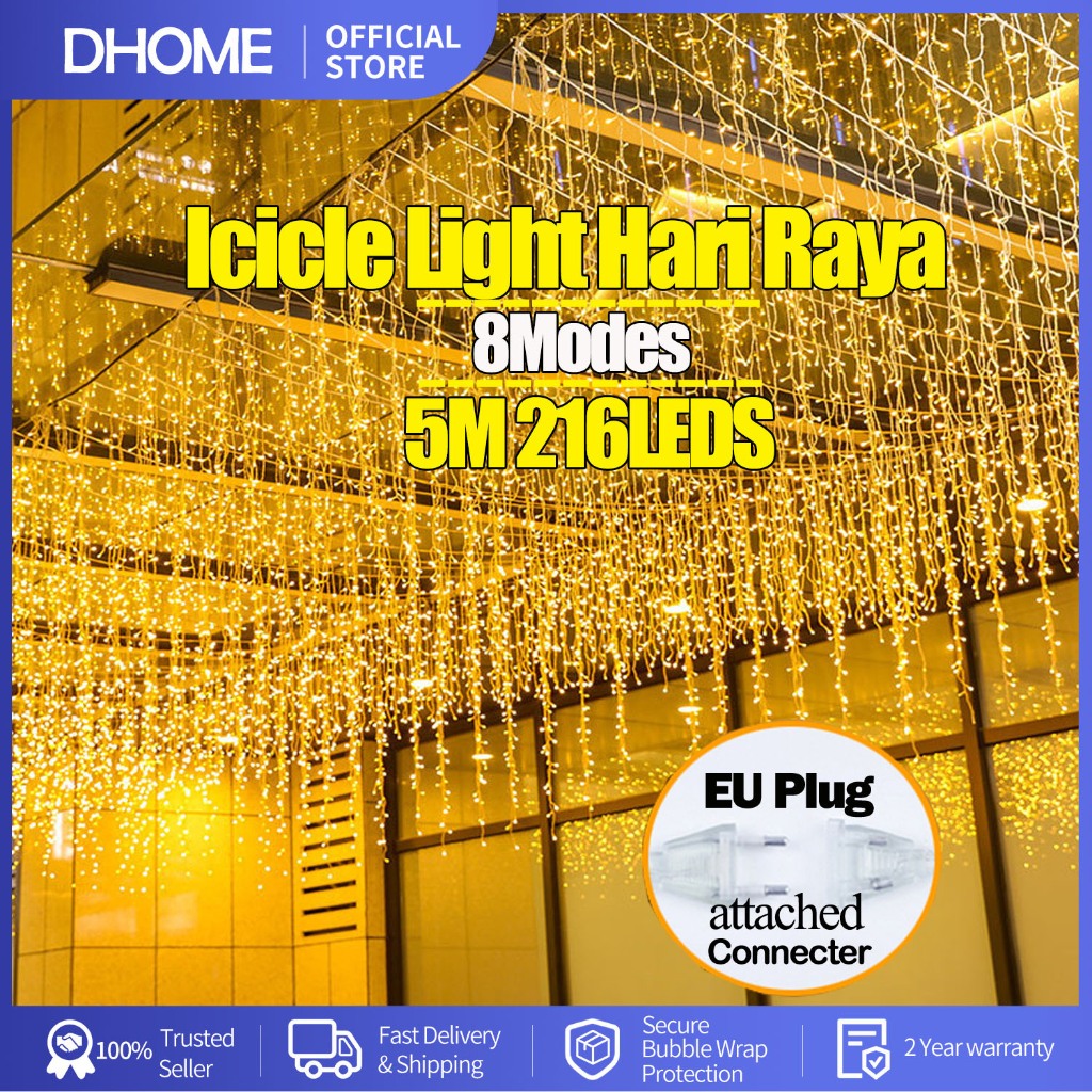 ️Curtain Light 4M 96LED Waterproof Fairy Light Hari Raya Light 8Modes ...