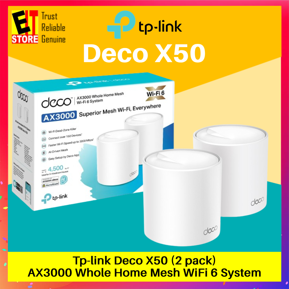 Tp-link Deco X50 AX3000 Whole Home Mesh WiFi 6 System with speeds up to ...
